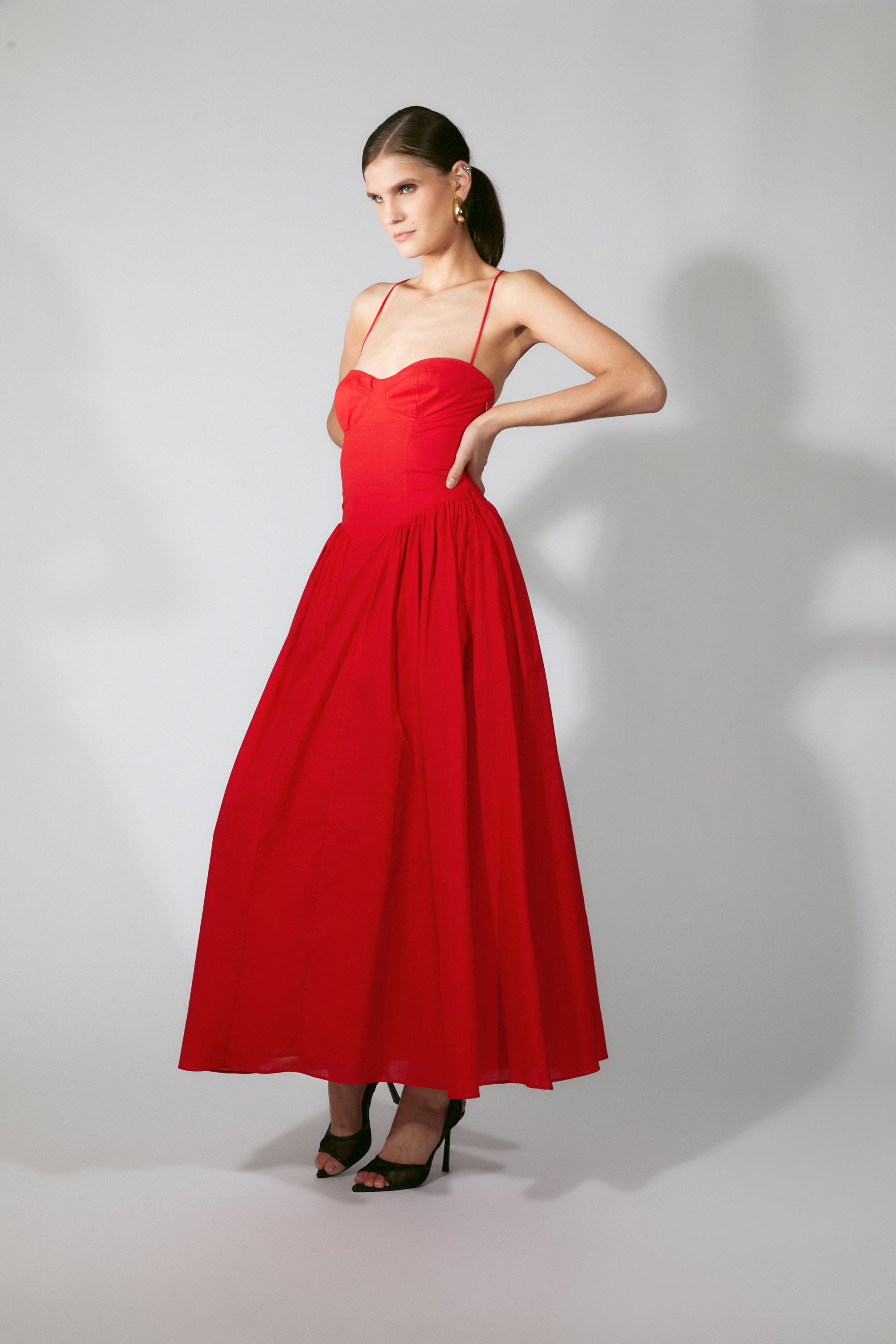 BARDOT BARDOT Estie Cotton Maxi Dress with Sweetheart Neckline and Halter Straps